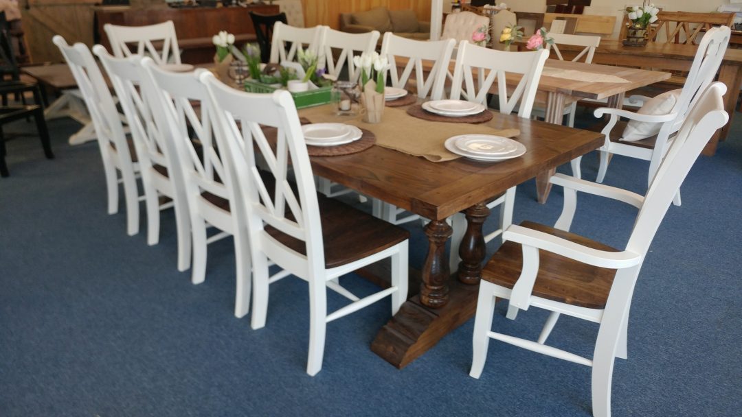 Double Turning Trestle Dining Table | Farmhouse Furniture